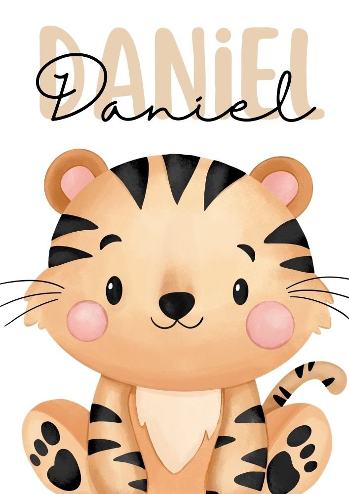 Lámina infantil tigre personalizada - Petite
